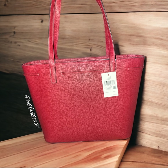 kate spade | Bags | Kate Spade Hayes Medium Top Zip Tote In Red Currant ...
